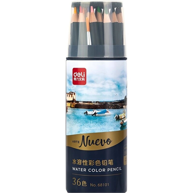 Карандаши акварельные Deli Arte Nuevo липа 36 цв/наб мет. туб. 68101