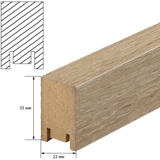 Рейка МДФ интерьерная ТМ Стильный Дом 2700х35х22 дуб сонома, в упаковке 8 штук
