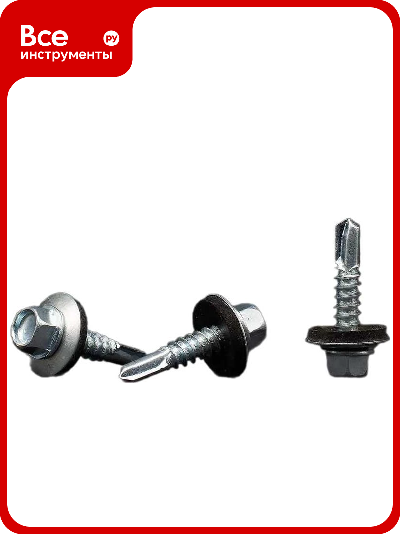 Кровельные саморезы BOWT белый цинк, 5.5x25 мм, 100 шт. R02708, шестигранной головкой, материал