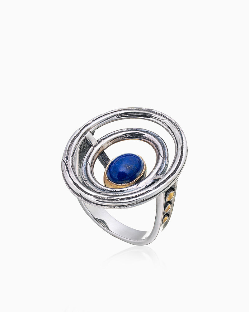 Кольцо, серебро, 925 проба, лазурит