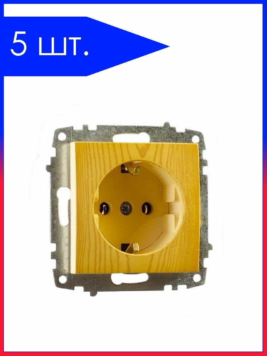 5 шт. Розетка В Рамку Одинарная с Заземлением Клен IP20 16А 250В ZENA VEGA EL-BI арт. 609-012700-217