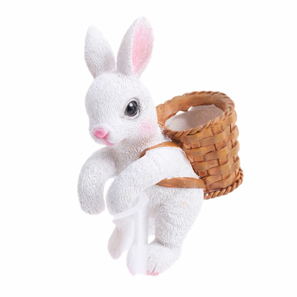 Настенное украшение для аквариума-бамбуковая корзина с белым кроликом