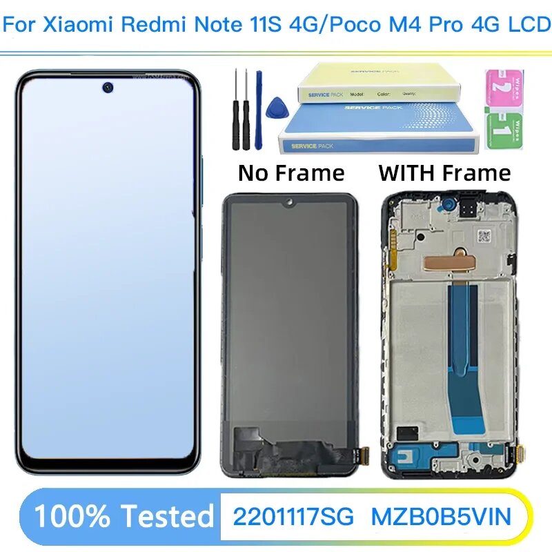 6,43 "проектированный ЖК-дисплей для Xiaomi Poco M4 Pro 4G MZB0B5VIN, сенсорный экран TFT NO Frame