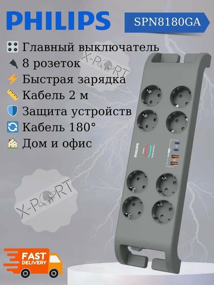 Розетка для защиты от перенапряжения Philips SPN8180GA