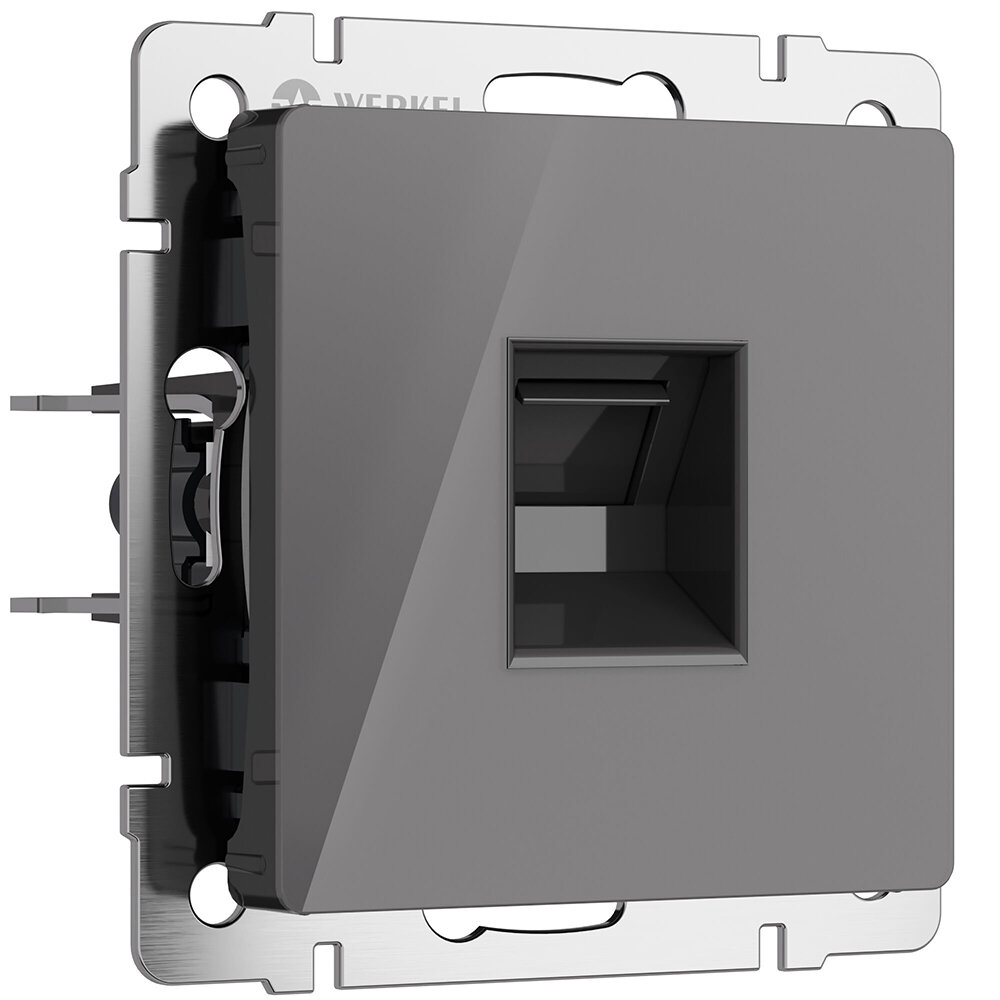 Розетка компьютерная Werkel Ethernet RJ-45 графит акрил W1181044