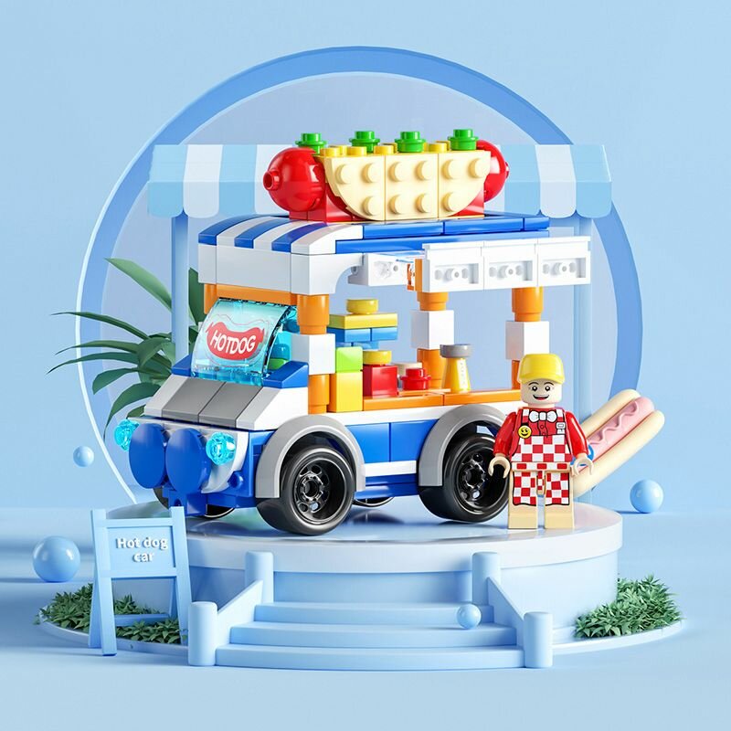 3D-конструктор "Хот-дог стритфуд" для детей 6+, 167 деталей + мини-фигурка, пластиковый