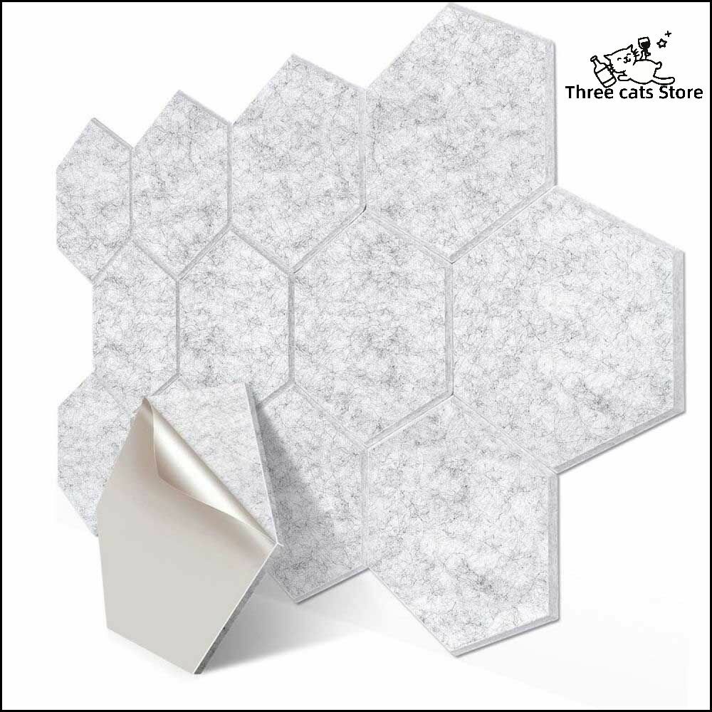 Акустические панели, самоклеящиеся, шестиугольные, минеральные волокна, 30x26см, 12шт