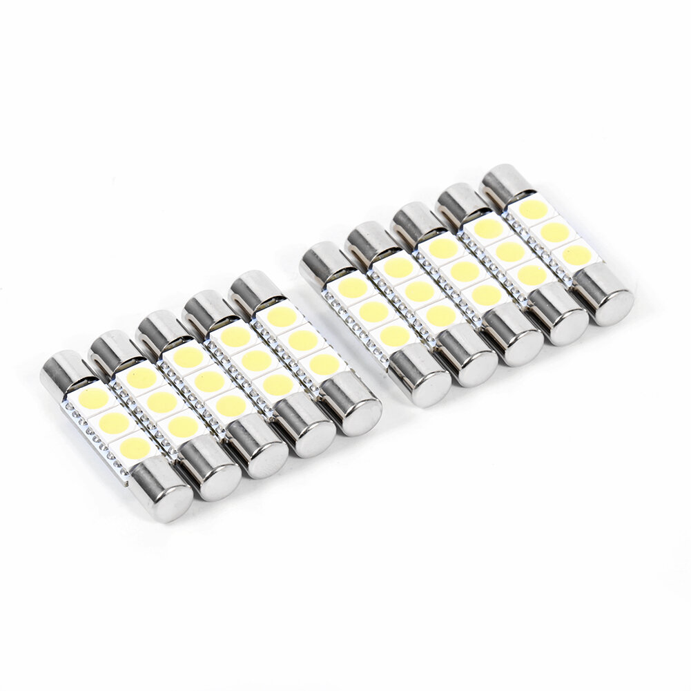 10 шт. 3-SMD 29-30 мм 6641 предохранитель светодиодная лампа для зеркала, солнцезащитного козырька, белая