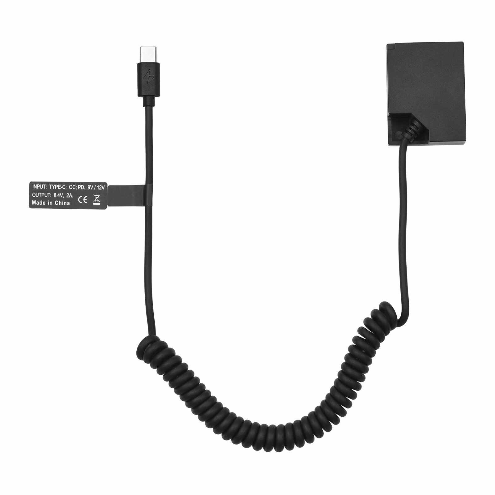 Dummy Battery USB-C Coupler Adapter NP-W126 с USB Type-C пружинным кабелем питания замена для Fujifilm X100F X100V X-S10 X-Pro3 X-E3 X-A2 X-A5 X-A7 X-T1 X-T2 X-T3 X-T4, USB-C Plug: QC, PD, 9V/12V, выход: 8.4V, 2A, длина кабеля: 1 метр, вес: 40г/1.4