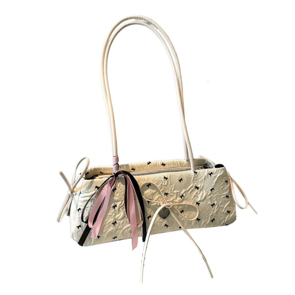 Модная универсальная сумка-бабочка с принтом и лентой-бабочкой, переносная сумка для подмышек на одно плечо-белый, черный, розовый шелковый шарф