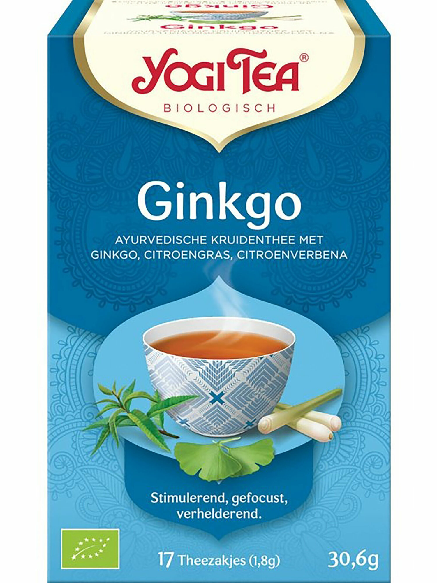 Чай в пакетиках Yogi Tea Ginkgo, Гинкго, имбирь, черный перец, 17 пакетиков