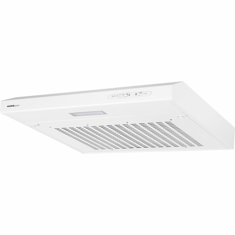 Вытяжка HOMSair подвесная, ползунковое управление, 3 скорости, до 12 м2, 45 дБ, HORIZONTAL 50 White