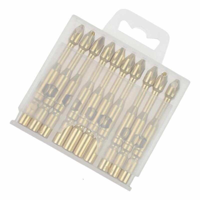 1 комплект из 10, ударное электрическое долото с титановым покрытием, сильное магнитное поперечное долото, сверло-фонарик-6x60L