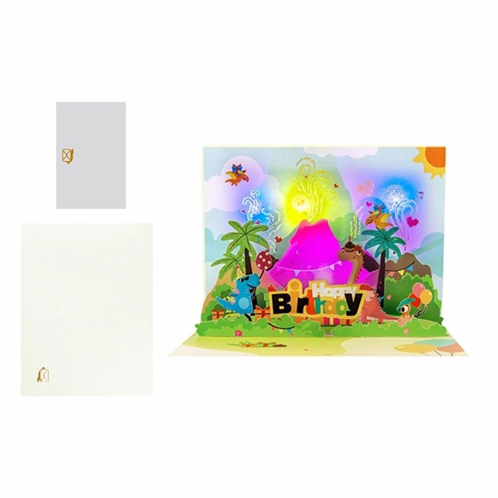 Трехмерная поздравительная открытка со светом и музыкой 90 birthday 3D-вулканический динозавр