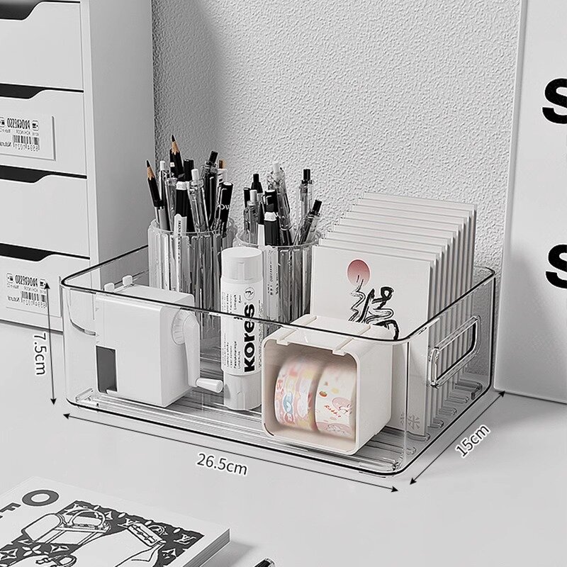 Настольный органайзер из акрила, прозрачный, для общежития, органайзер для канцелярии, книжный органайзер, офисная корзина для файлов