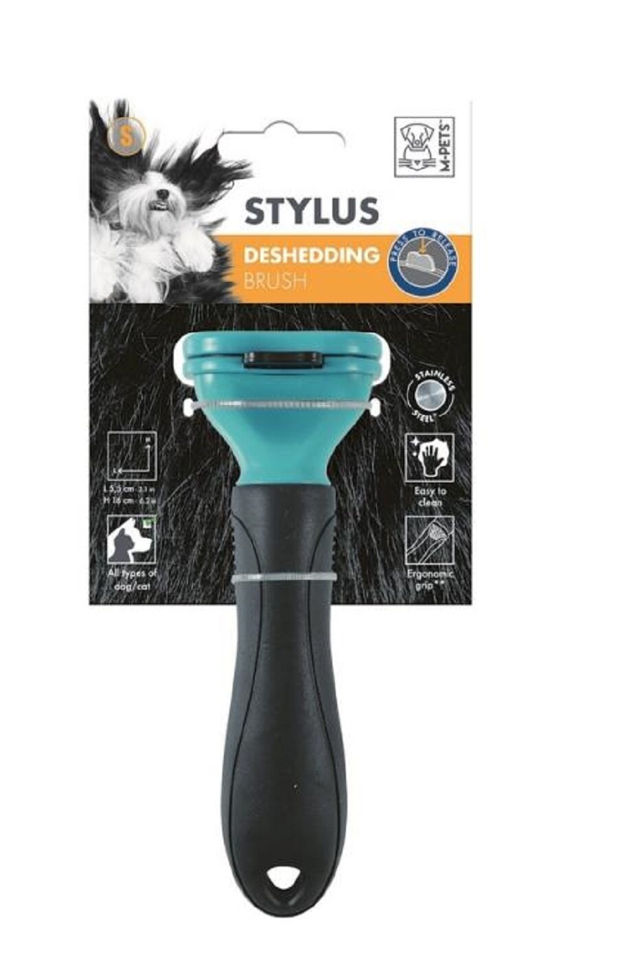 M-PETS Щетка-дешеддер для вычесывания кошек и собак S 5,5x16 см