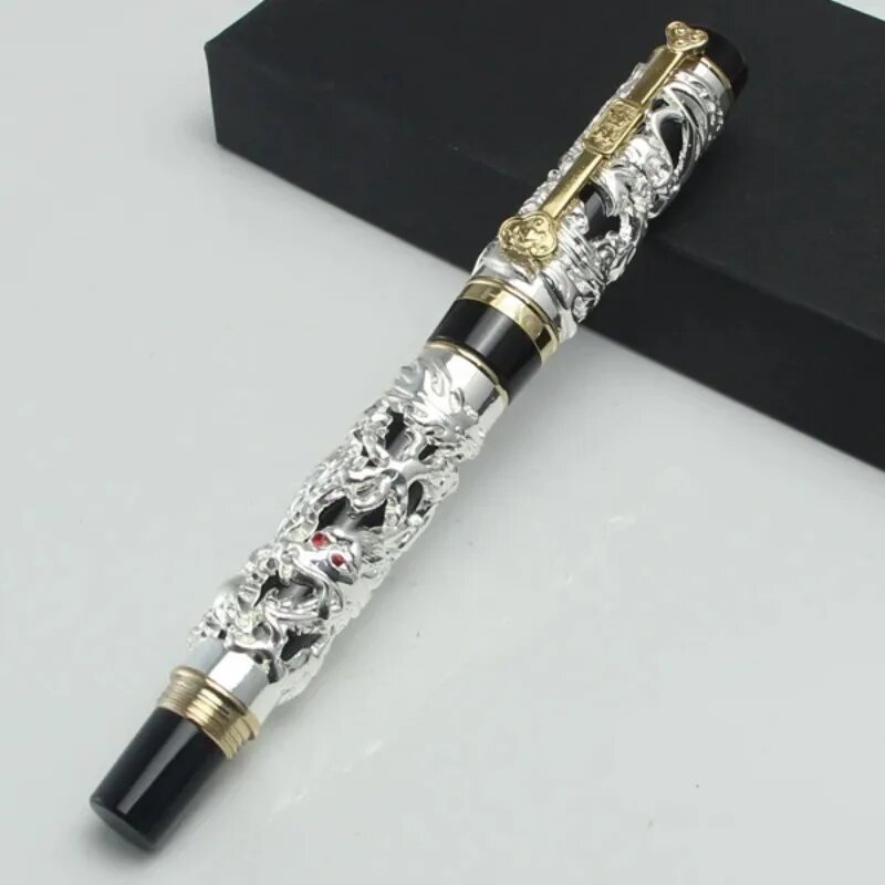 Шариковая ручка Jinhao с драконом, серебряный цвет