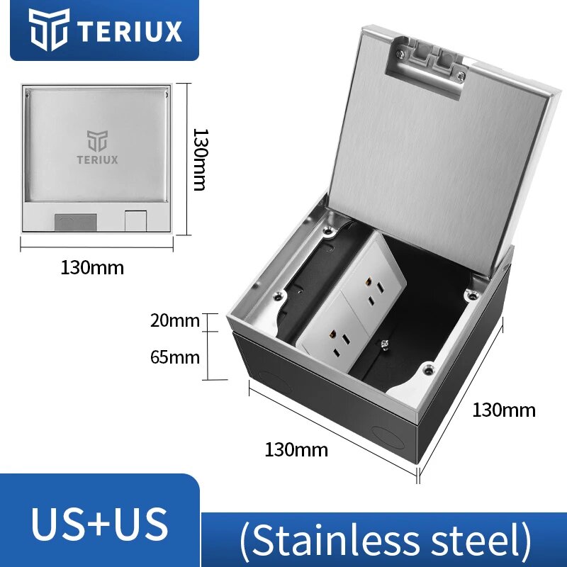 TERIUX Встроенная розетка для пола евростандарт 2 US, Golden