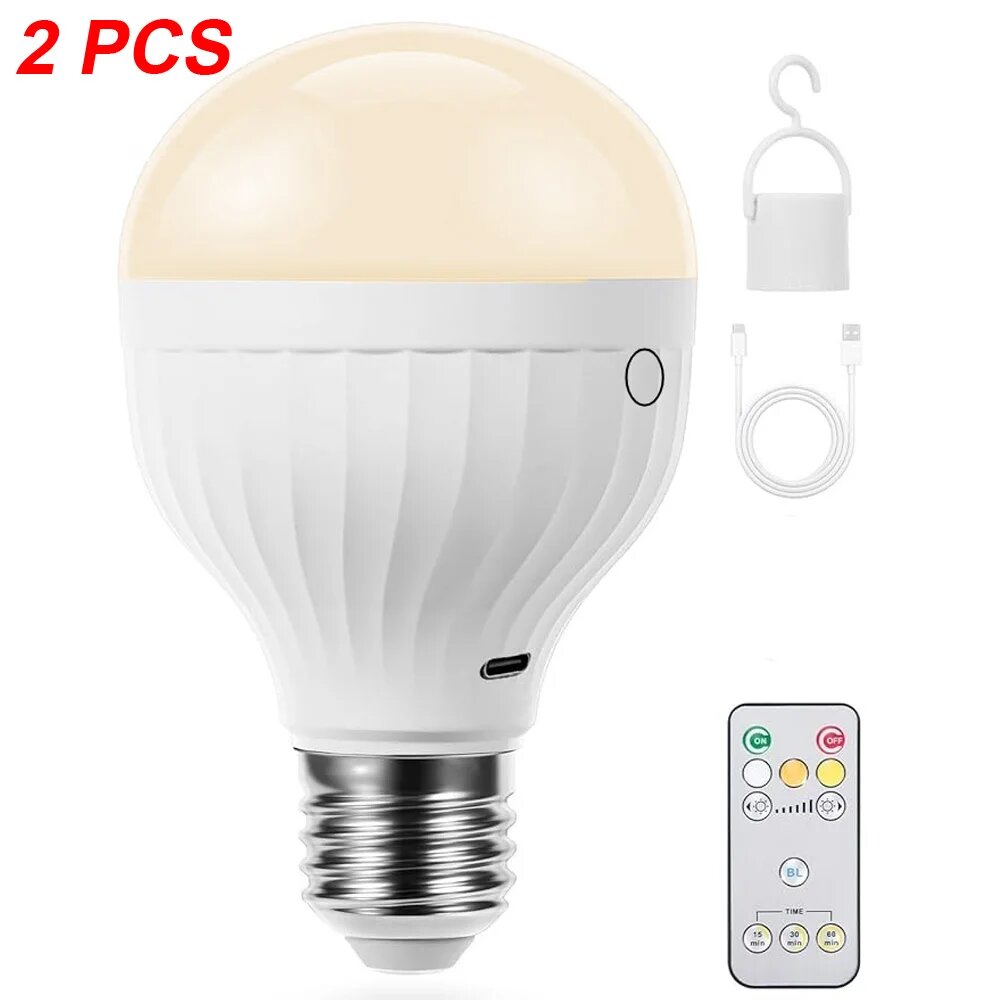 Аккумуляторная лампа Enjoydeal E27 тёплый свет 8Вт 2 PCS type 1