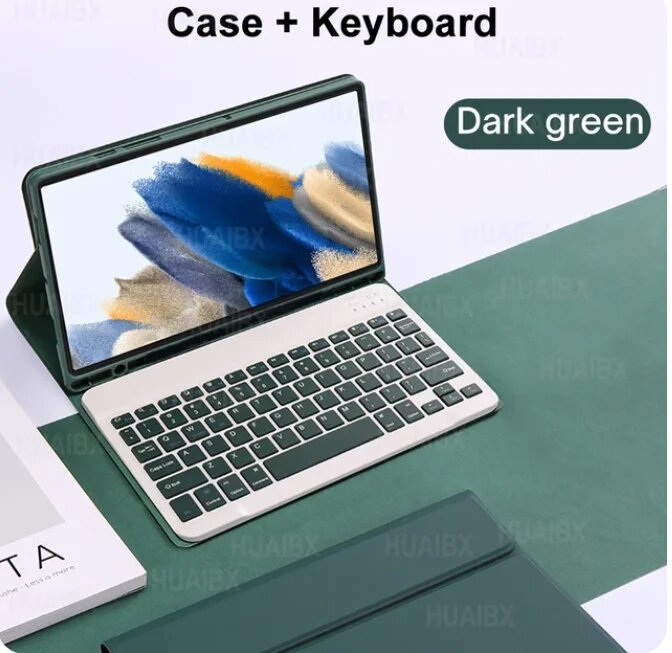Чехол для Samsung Galaxy Tab S9 FE с Bluetooth-клавиатурой English Keyboard, Dark green 1