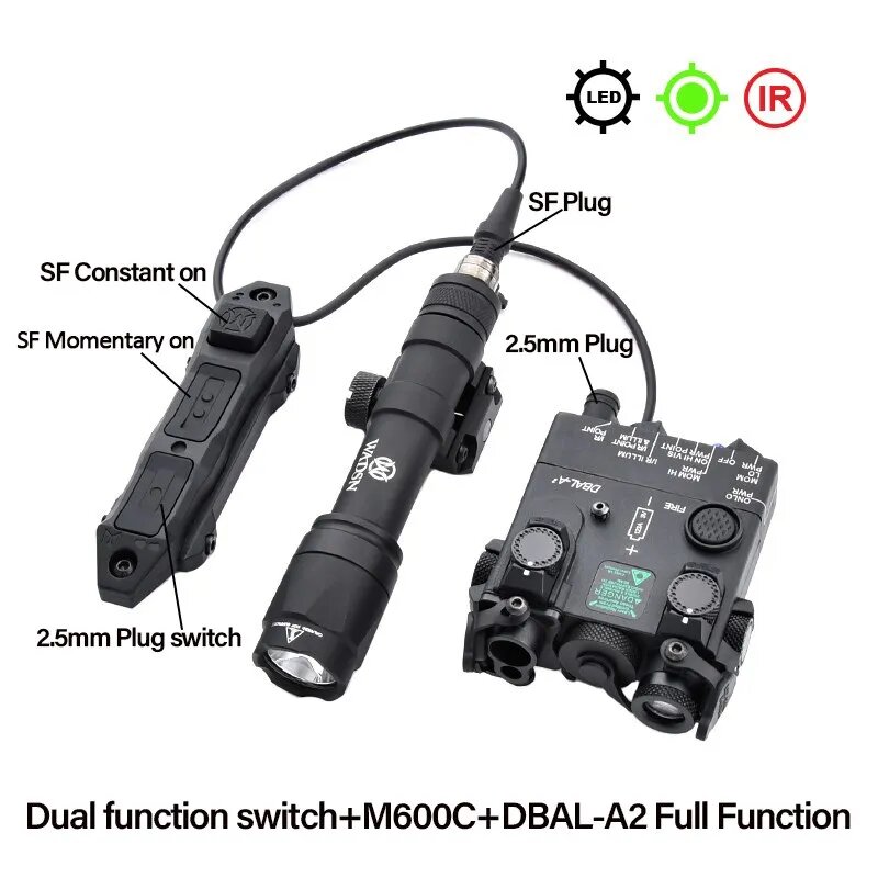 WADSN DBAL-A2 Черный лазерный указатель с фонариком Green IR Laser M600C