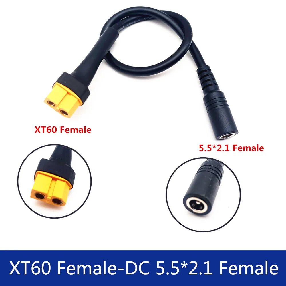 Адаптер XT60 Female - DC 5.5*2.1 Female, черный
