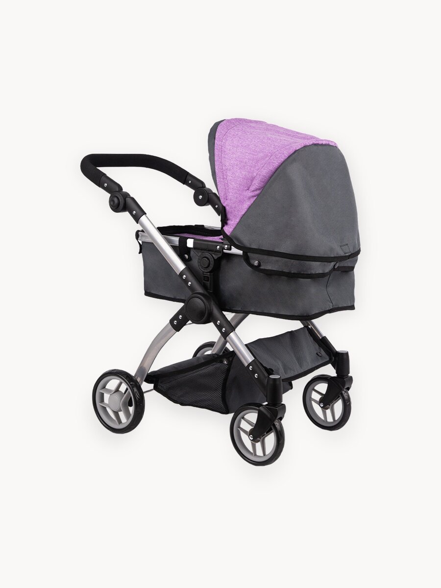 Коляска-трансформер UniTrain, для кукол, поворотные колеса, складная, 3 в 1, фиолетовая
