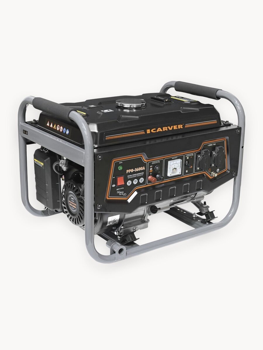 Бензиновый генератор с мощным 4-х тактным двигателем, максимальная мощность 2.8 кВт, индикатор уровня топлива и датчик масла для надежной работы