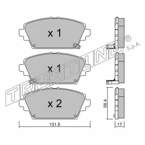 Комплект передних тормозных колодок Trusting 480.1 для Honda Accord (1997-2005), MG EXPRESS (2003-2005), MG MG ZR (2001-2005)