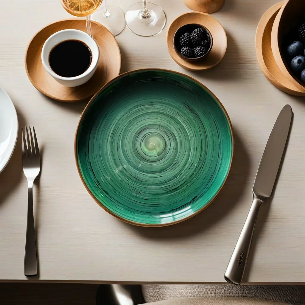 Набор из двух керамических тарелок с бортиками Green 20 см