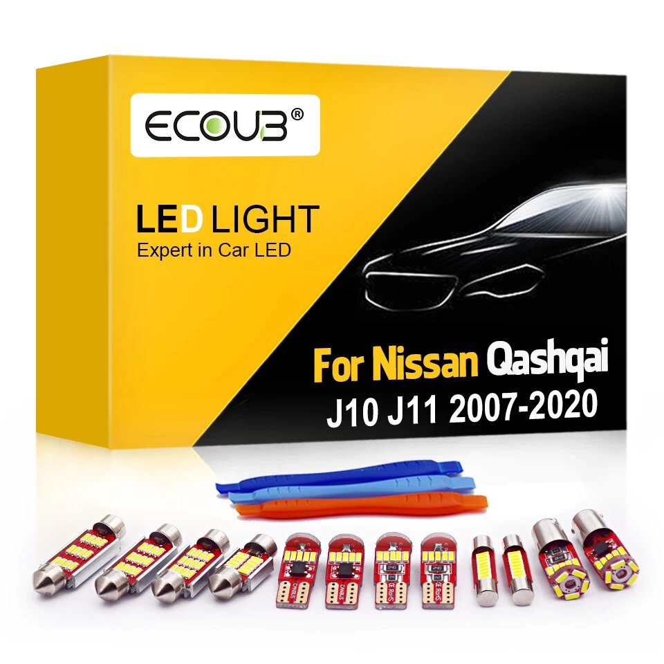 Светодиодные лампы для Nissan Qashqai J10 J11, 17P (Vanity Mirror)