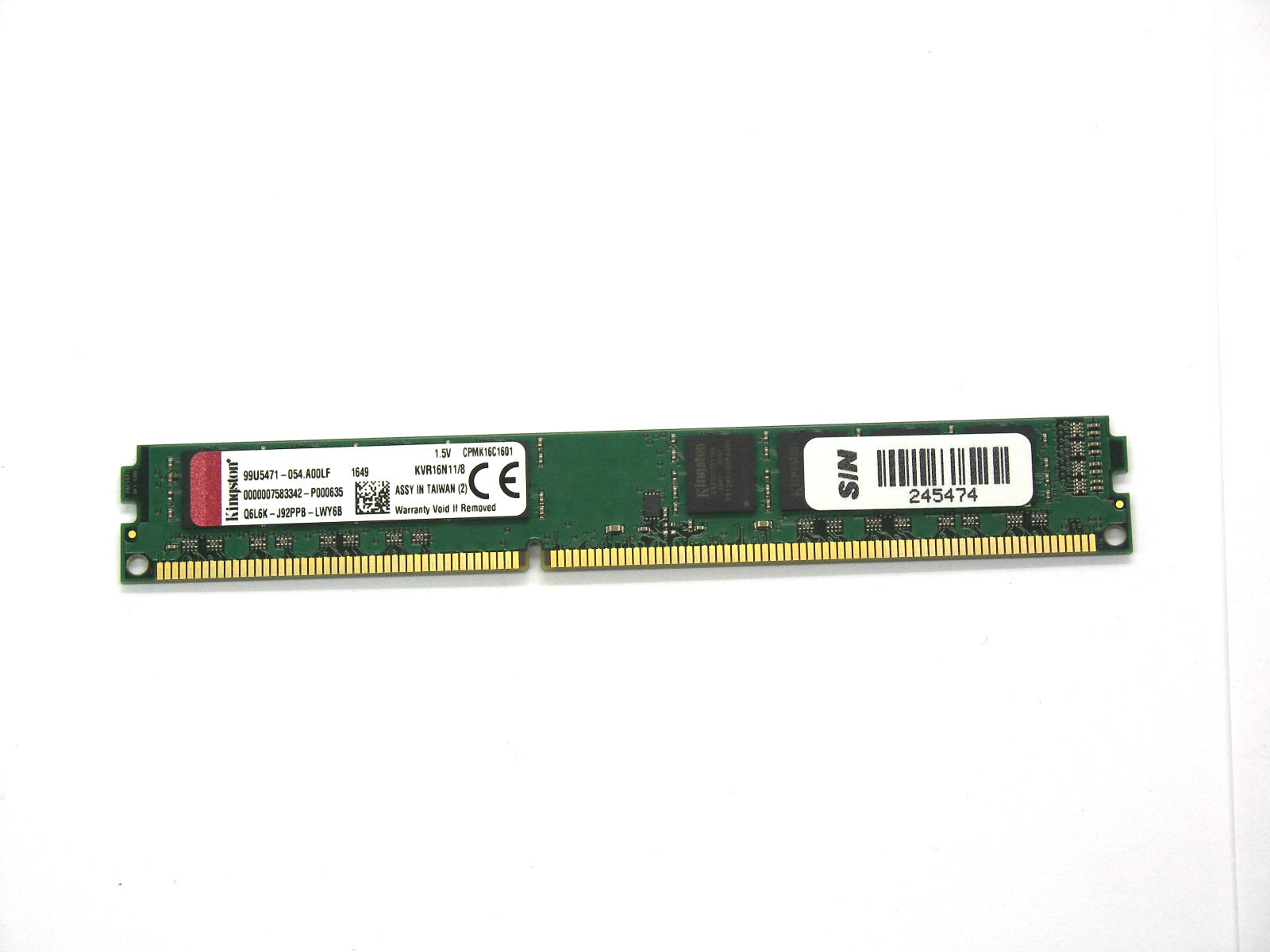 Оперативная память DIMM DDR3 8Gb 1600Mhz PC-12800 Kingston KVR16N11/8