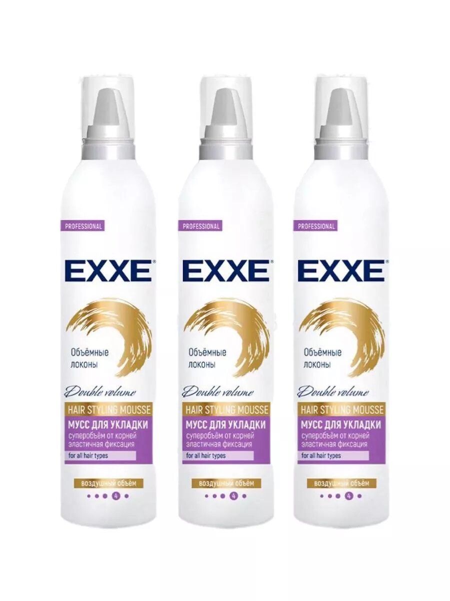Мусс EXXE "Объемные локоны", профессиональный, 250мл, экстрасильная фиксация, 3шт