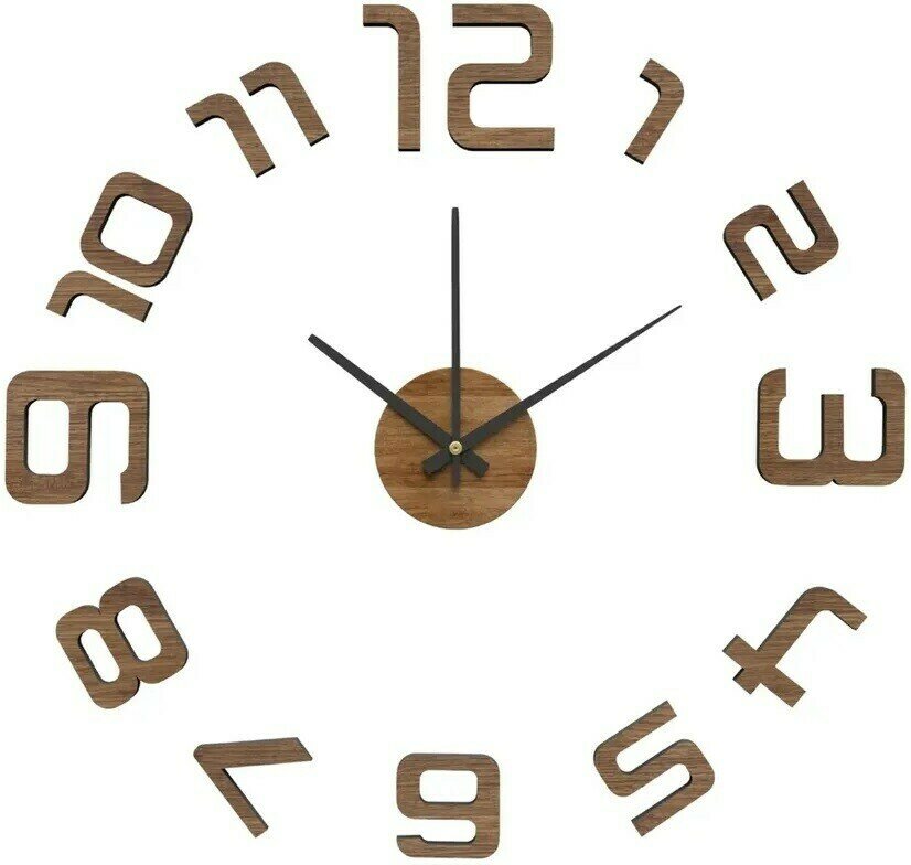 Часы настенные на клейкой ленте, 60 см, тёмное дерево