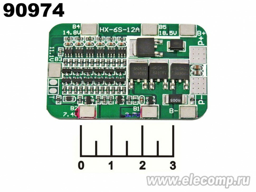 Контроллер заряда для литиевых элементов 22.2V 12A BMS 6S HX-6S-12A с балансиром