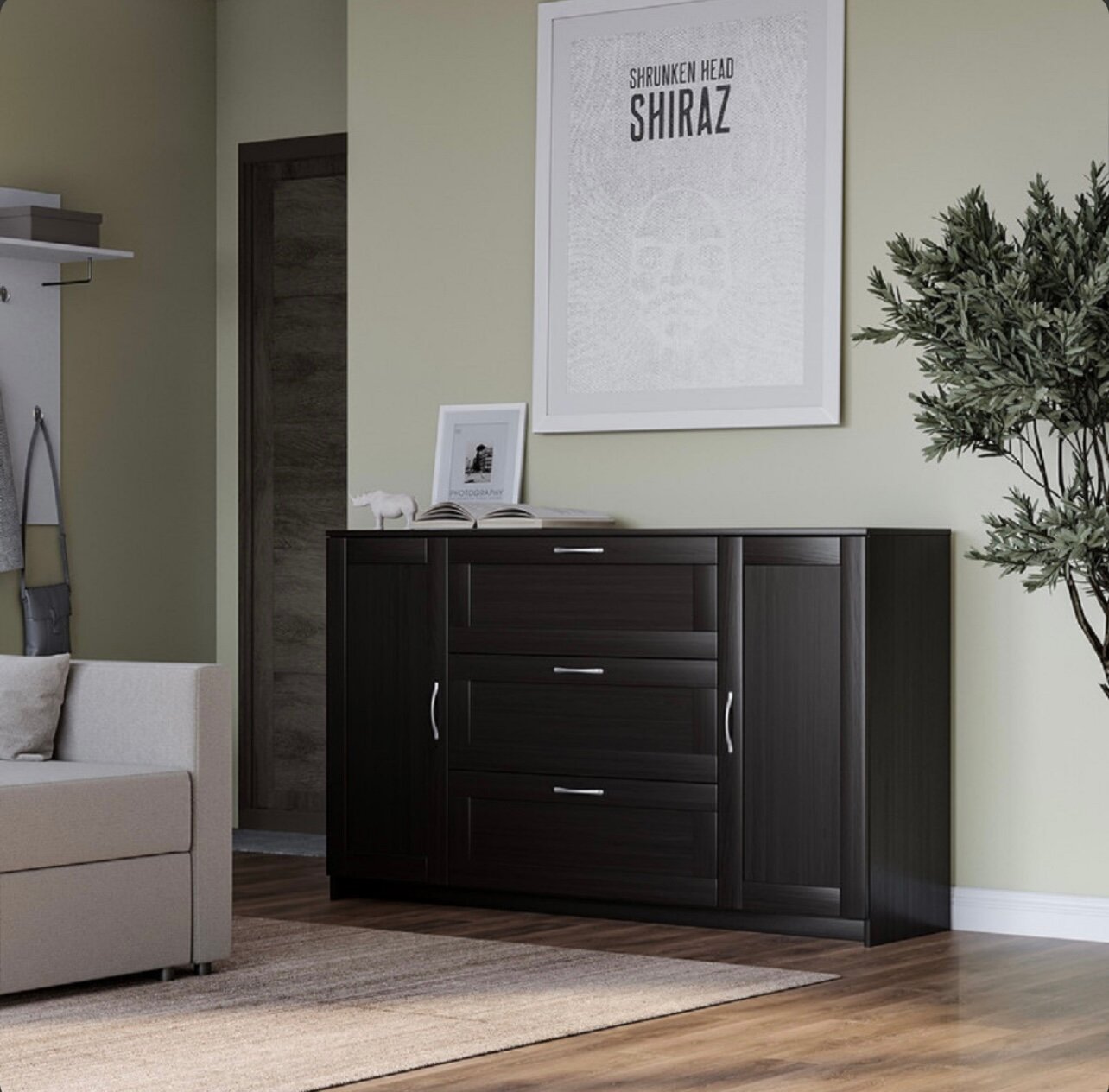 Сириус тумба 2 двери и 3 ящика 156х95