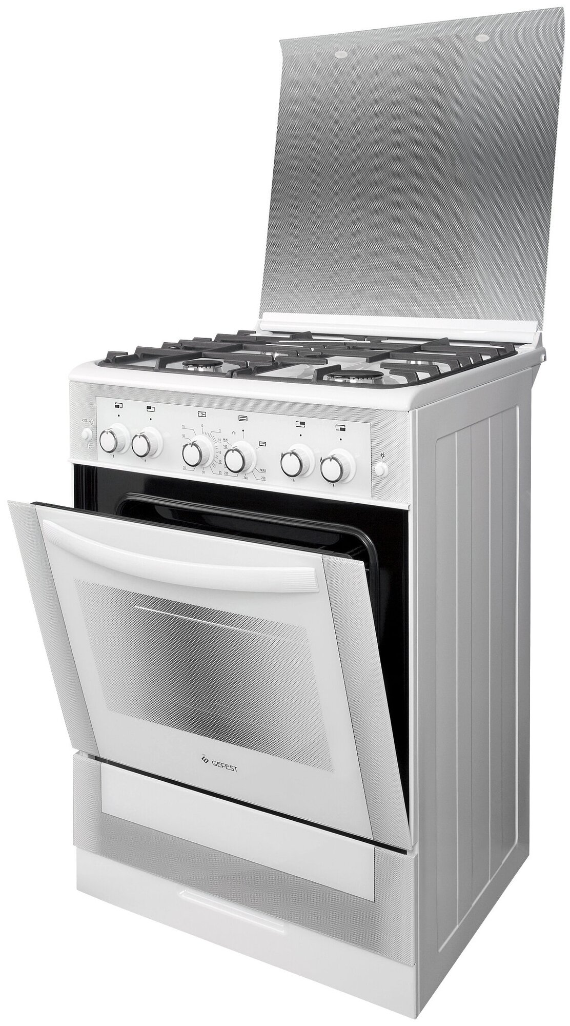 Газовая плита Гефест GEFEST 6300-02 0040 белый ширина 60 см стеклянная крышка