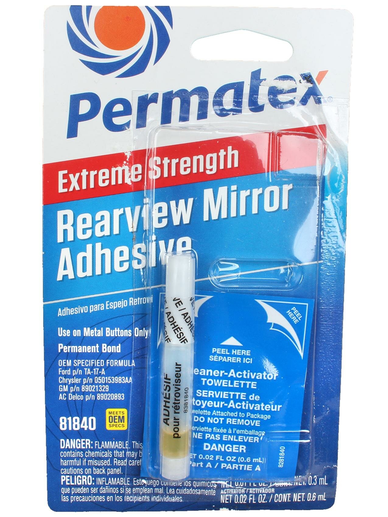 Клей акриловый EXTREME SUPER для зеркала заднего вида металл-стекло (двухкомпонентный) 0,3мл+0,6мл P