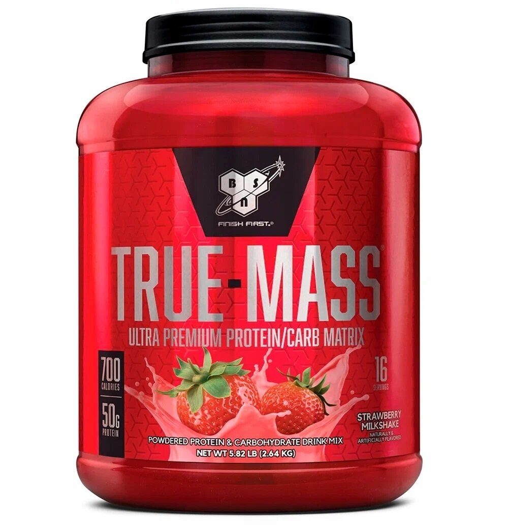 Премиальный высококалорийный гейнер True-Mass 2640 гр. 5.82lb (BSN) Клубника