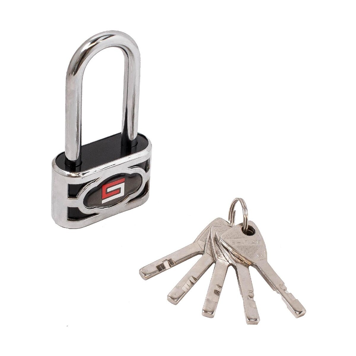 Замок навесной "Булат" ВС 3-П50-01 ПЛ, d 7,5 мм, 5 ключей, серебро/черный