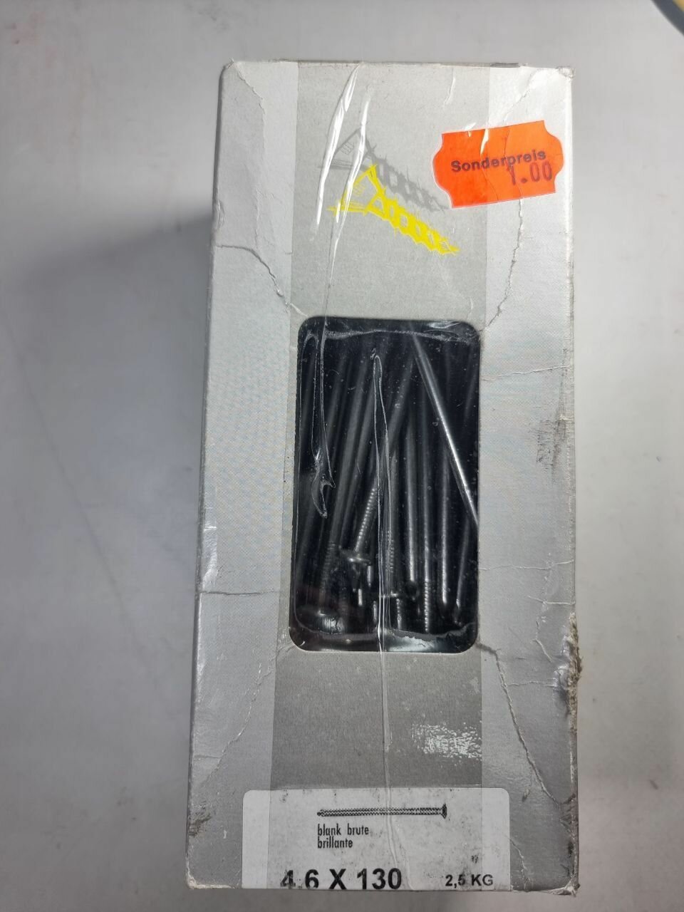 Проволочные штифты с потайной головкой, блестящие, DIN 1151blank brute brillate для отделочных и столярных работ 4.6*130 мм (2500 гр) SWG, Германия