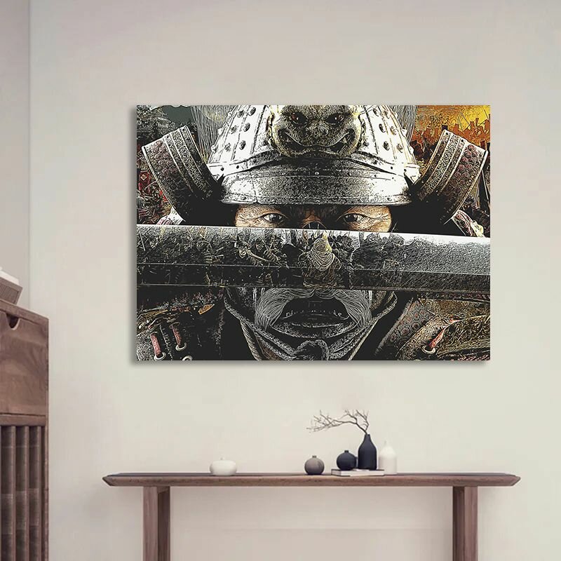 Картина "Самурай вер. 63", на подрамнике, на холсте, крепление "крокодил"