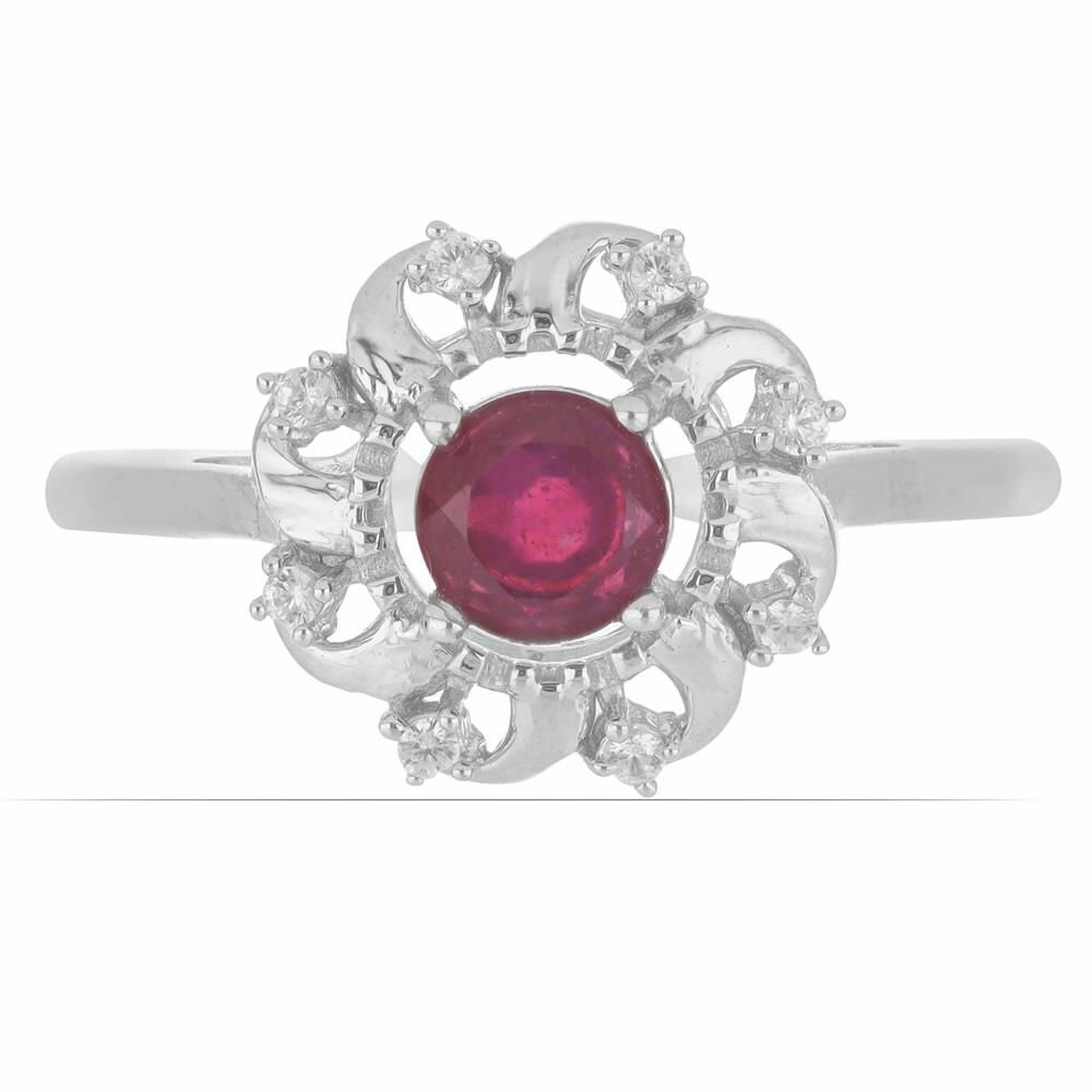 Кольцо, серебро, 925 проба, родирование, рубин, циркон