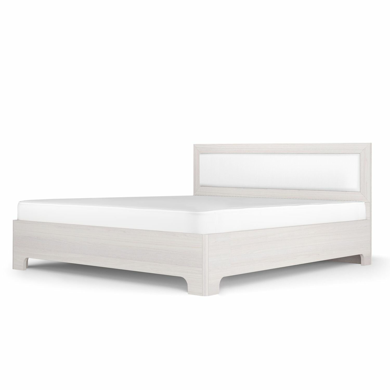 Парма НЕО спальня кровать-1 с орт. основанием 1200 Ясень анкор светлый, экокожа polo белая (Кураж)