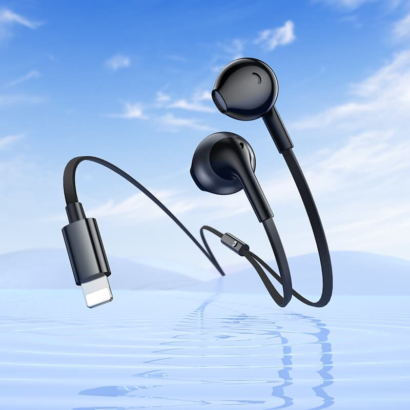 Наушники с микрофоном черные/Наушники для iphone с гарнитурой/Наушники проводные Аудиоразъем: Lightning hoco m115 длина провода 1,2 метра