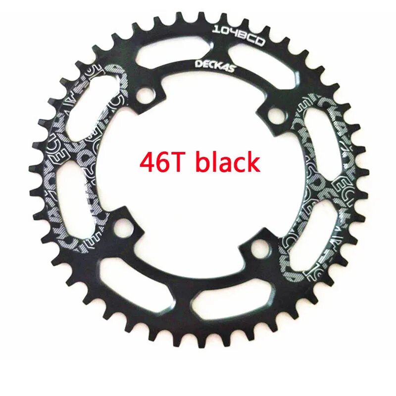 DECKAS Звездочка для горного велосипеда 40/42/44/46/48/50/52T черная алюминиевая 8-12 скоростей Черный, 104bcd 46T black