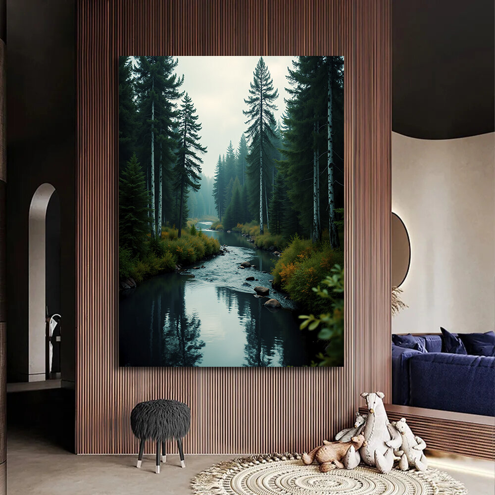 Пейзаж / природа, картина лес / река, 20х30 см, горы, море