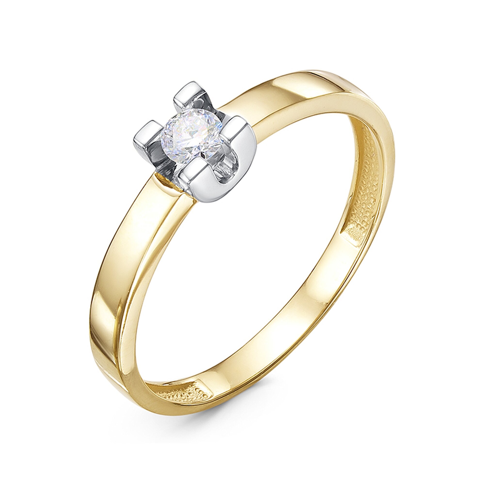 Кольцо помолвочное, желтое золото, 585 проба, бриллиант