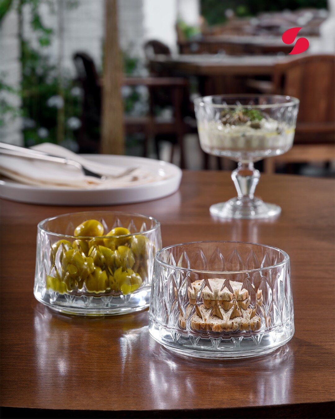 Набор салатников, креманки Pasabahce "Лифи" 4 шт, 240 мл. Закаленное стекло с рисунком для подачи десерта, салата, закусок.