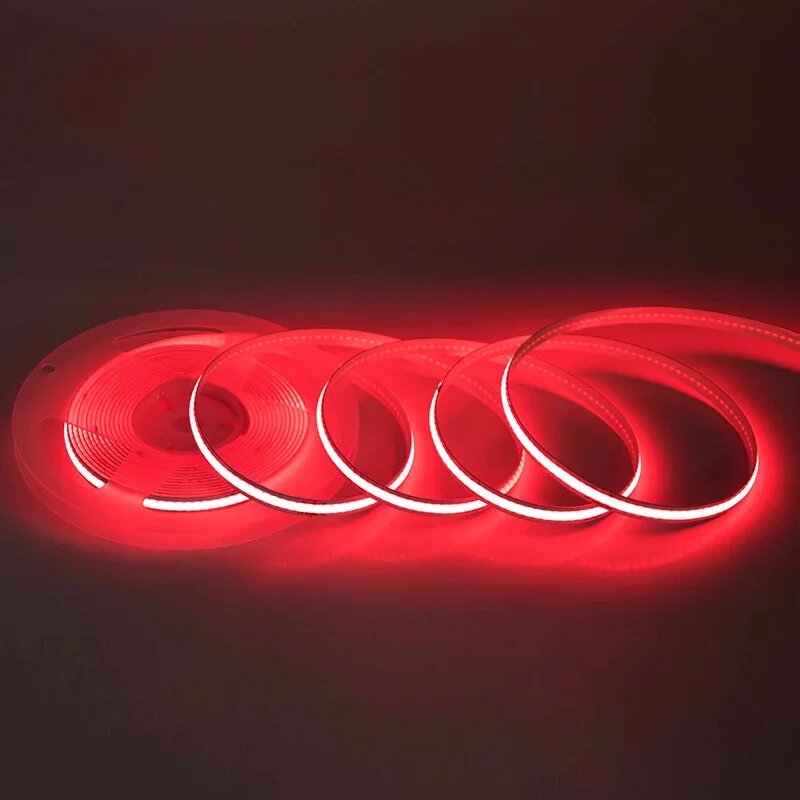 Светодиодная лента COB 320 светодиодов/м 5В 12В 24В 8мм red, 12V- 2Pin wire, 3 m